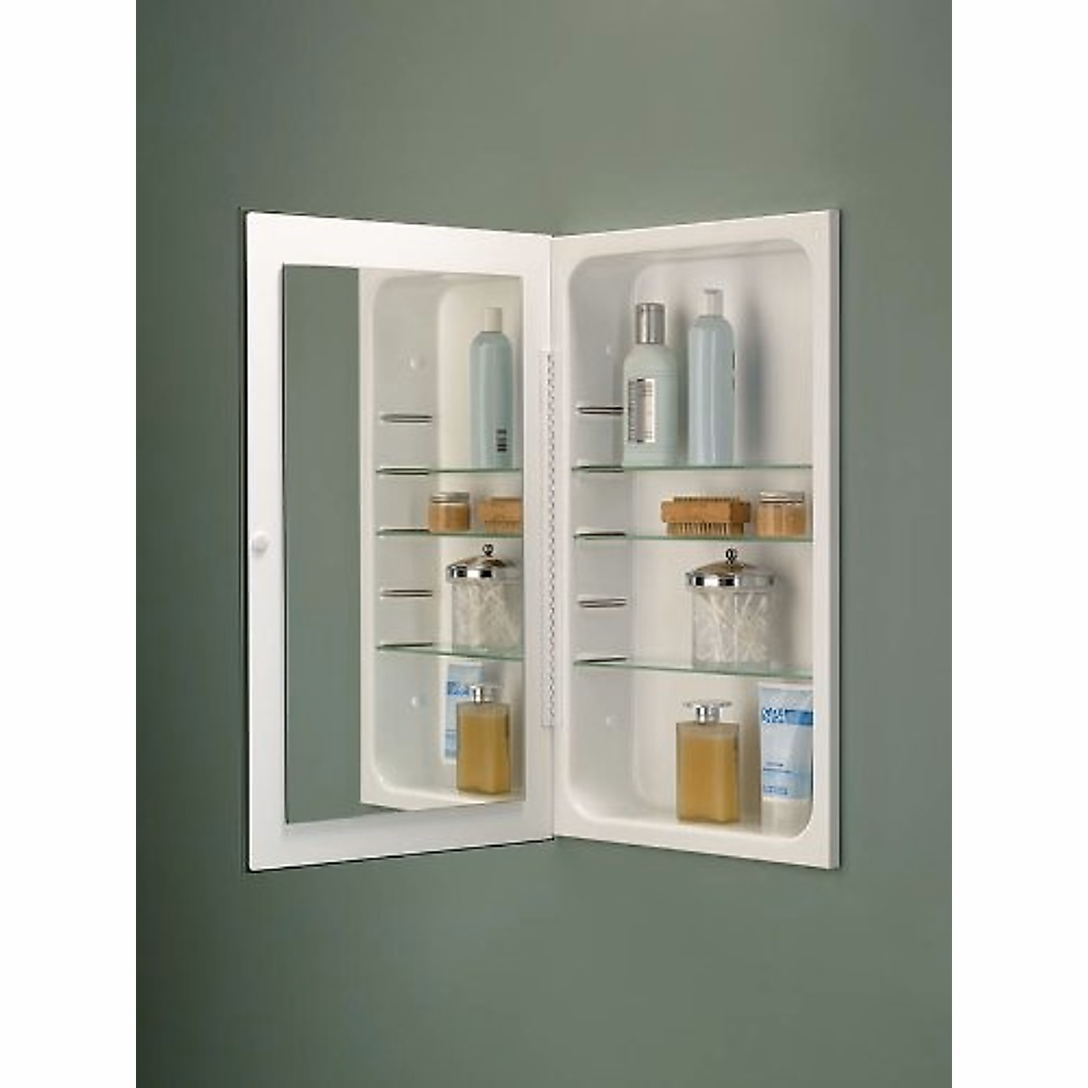 Jensen 1035P24WH Cove Frameless Medicine Cabinet with Polished Mirror, 16-Inch by 26-Inch, White