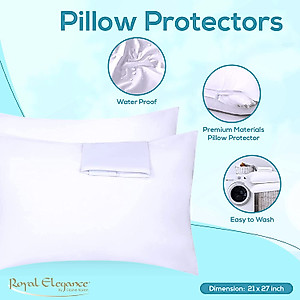 Elaine Karen 4-Pack Vinyl Pillow Protectors - Queen Size Zippered Pillow Covers - 100% Waterproof, Bedbug Proof - Washable and Reusable Pillow Encasement Covers