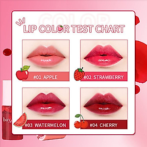 Charm Kiss 4 Colors Lip Tint Stain Set, Matte Velvet Lip Tint Watery Lip Stain Mini Liquid Lipstick, Natural Shimmery Lip Tint Stain Lip Color Makeup,