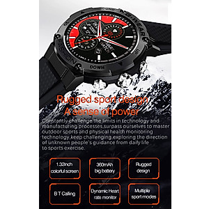 Military Smart Watch for Men Text and Call, 1.32'' AMOLED Fitness Tracker Watch Multi Sports Modes/Blood Pressure/SpO2/Heart Rate Monitor/IP68 Waterproof, Outdoors Sport Smartwatch for Android iOS