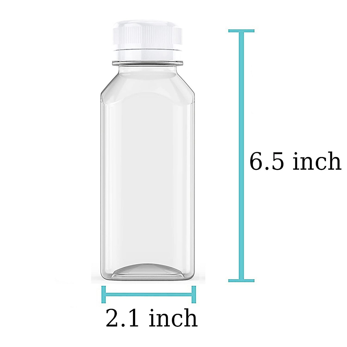 Axe Sickle 6 Pcs 6 Ounce Juice Bottles Plastic Milk Bottles Bulk Beverage Containers with Tamper Evident Caps Lids White for Milk, Juice, Drinks and Other Beverage Containers