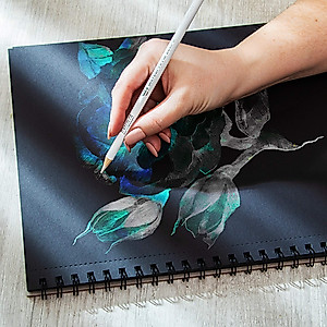 Black Sketchbook (Pack of 2, 60 Sheets) 9X12” - Heavyweight Paper 150GSM / 100 lbs, Perfect for Graphite & Colored Pencils, Charcoal, Chalk, Pack of 2 x Professional Black Drawing Paper ZENACOLOR