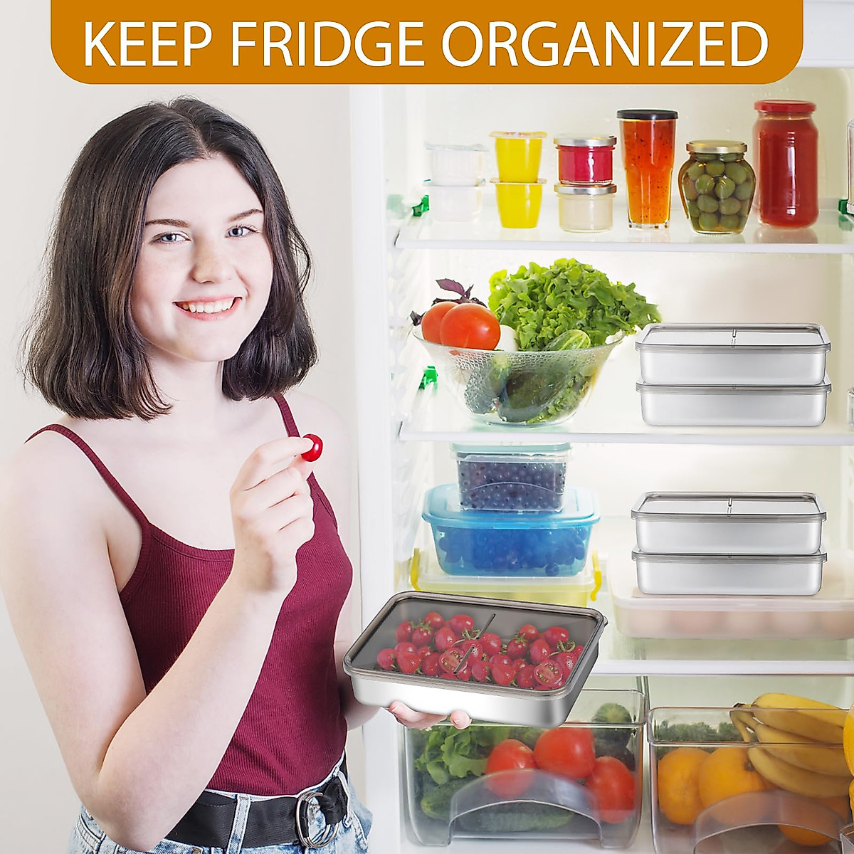 Layhit Cheese Container for Fridge Deli Meat Storage Containers with Lids Bacon Container for Refrigerator Dishwasher Safe Lunch Meat Container for Pantry, Counter, Refrigerator(4 Pcs)