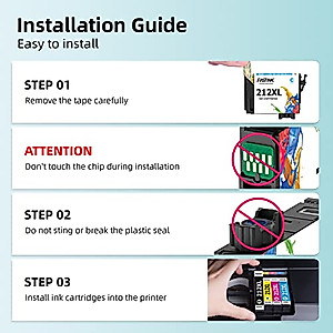 Remanufactured 212XL Ink Cartridges Combo Pack, High Yield,Replacement for Epson 212XL 212 XL,Work with Epson XP-4105, XP-4100, Workforce WF-2830, WF-2850,212XL Ink Cartridges for Epson Printer