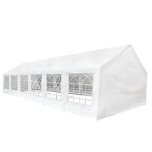 vidaXL Party Tent Heavy Duty with Windows Side Walls Outdoor Patio Garden Pop Up Gazebo Canopy White 39.4' x 19.7'