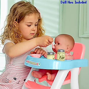JC Toys - for Keeps Playtime! | Baby Doll High Chair | Fits Dolls up to 17" | Sturdy High Chair and Play Accessories | Ages 2+, Pink