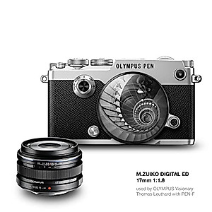 OM SYSTEM OLYMPUS M.Zuiko Digital 17mm F1.8 Black For Micro Four Thirds System Camera, Compact Design, Beautiful Bokeh, Bright