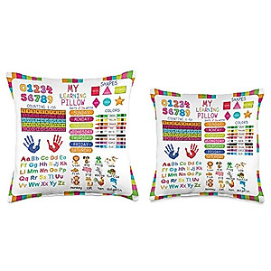 Learning Educational Preschool Gifts Pre-School Learning Educational Gifts for Preschooler Throw Pillow, 18x18, Multicolor