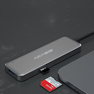 Port Expander 5 in 1 USB C Adapter USB C Docking Station with 4K HDMI, USB-C 60W PD, USB 3.0 Ports, SD/TF Card Reader, USB C Hub USB Splitter