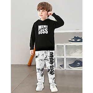 Von kilizo Toddler Boy Clothes 2T-3T Boys Fall/Winter Clothes Fashions Outfits MINI BOSS Hoodie Sweatshirt + Tie Dye Pant 2Pcs Set