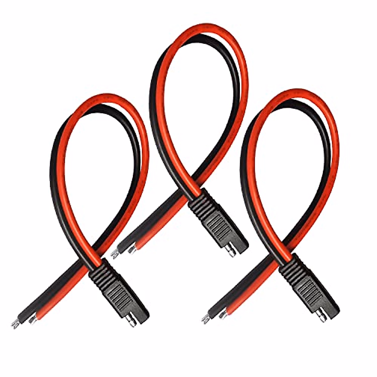 Faoyliye 10AWG SAE Connector Extension Cable,(3Pack) SAE Connector Plug 2 Pin SAE Single Plug Quick Connector Disconnect Plug,SAE Automotive Extension Cable, Solar Panel SAE Plug- 30cm/1ft
