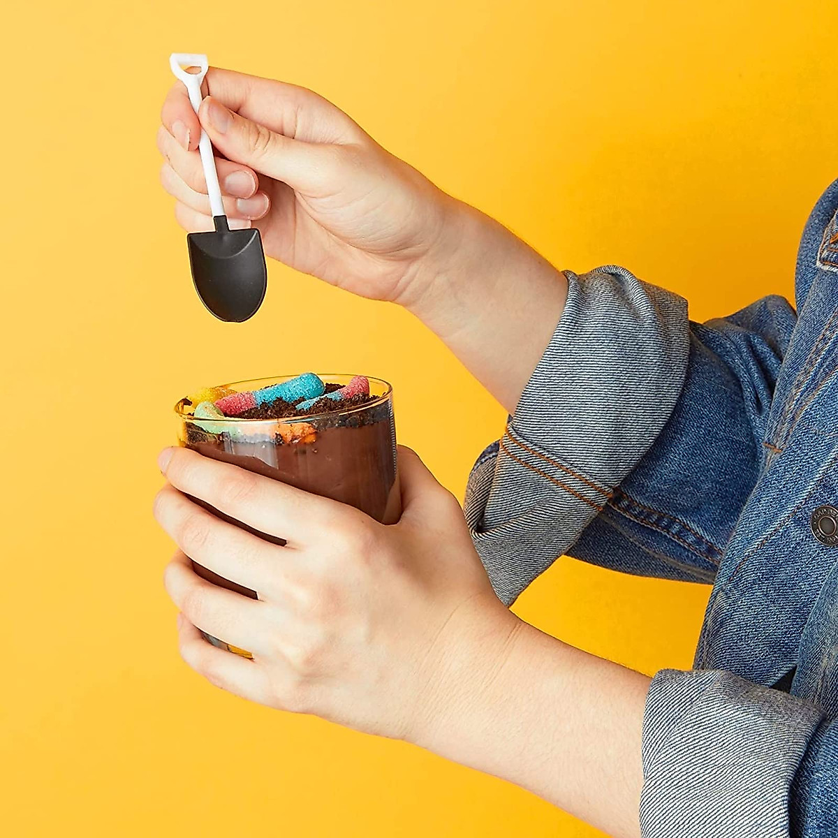 BLUE PANDA - Plastic Shovel Spoons for Desserts, Birthday Party Supplies (120 Pack)