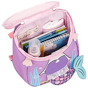 BLUBOON Toddlers Backpack for Girls Cute Preschool Backpack 3D Schoolbag Toddler Bookbag for Kids (Purple)