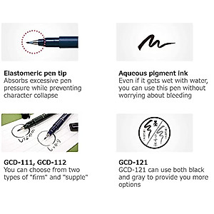Tombow Fudenosuke Fude Brush Pen Hard (GCD-111) x5 Set, with Original Sticky Notes – Great for Calligraphy, Art Drawings, Illustration, Manga