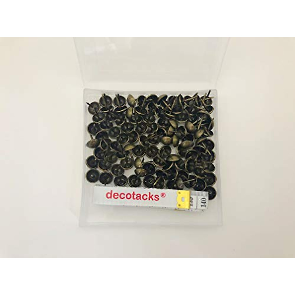 Decotacks 100 Pcs/Box Upholstery Tacks Upholstery Nails ∅7/16" Head x 1/2" Long Shank Antique Brass DX0511AB
