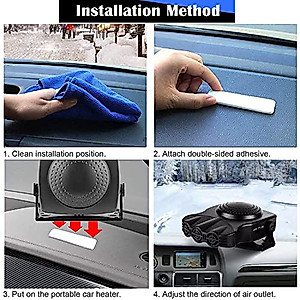 Car Heater Fan, Portable Electronic Auto Fan Heater 12V 150W 2 in 1 Heating/Cooling Function Fast Heating Car Defrost Defogger (Black)