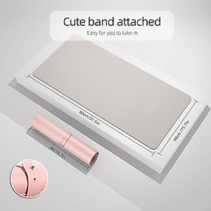 YSAGi Desk Mat, Mouse Pad,Waterproof Desk Pad,Large Mouse pad for Desk, Leather Desk Pad Large for Keyboard and Mouse,Dual-Sided Mouse Mat for Office and Home (31.5" x 15.7", Pink)