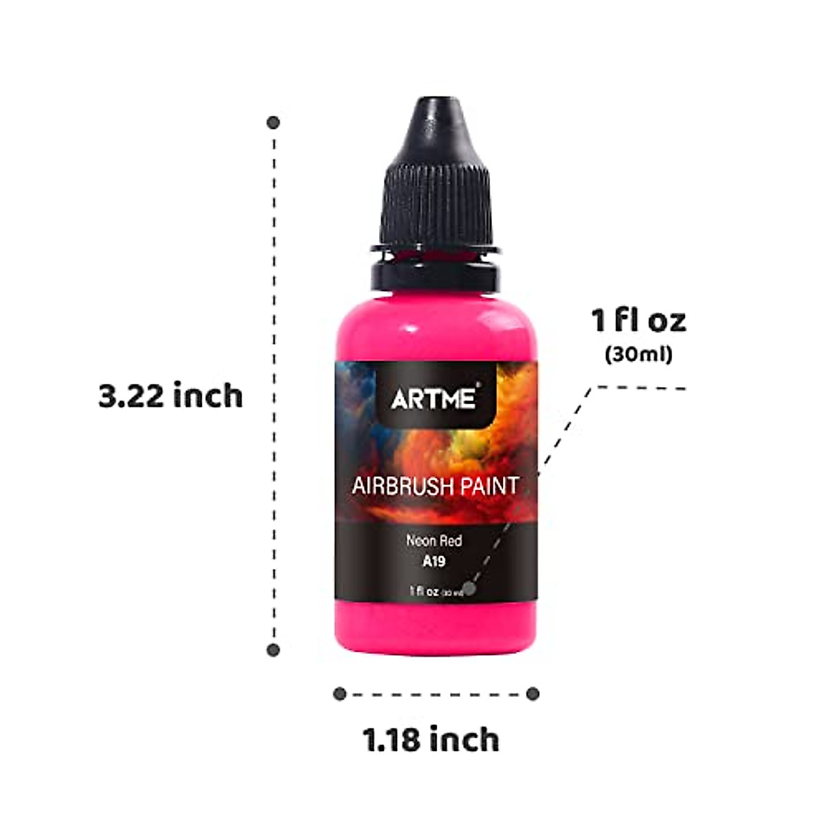 ARTME Airbrush Paint, 24 Colors Airbrush Paint Set Include Metallic and Neon Colors, Opaque & Water Based Acrylic Airbrush Paint, Leather & Shoe Airbrush Paint Kit for Artists, Beginners, and Students