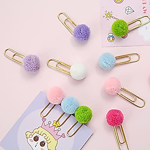 Lan-He Creative Girl Heart Students use Hair Ball Paper Clip Hand Ledger Decoration Colorful Cute Bookmark Small pin Paper Clip