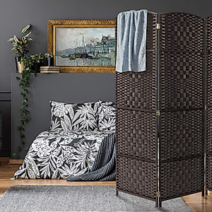 Sorbus 8 Panel Room Divider 6 ft. Tall - Privacy Screen, Extra Wide Double Hinged Panels, Diamond Double-Weaved, Partition Room Dividers and Folding Privacy Screens, Wall Divider for Room Separation