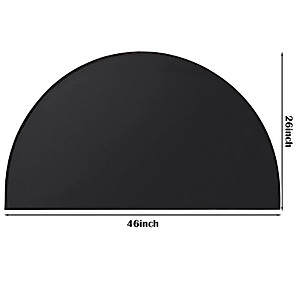 Svepndic 46 x 26 Fireplace Hearth Mats Fire Resistant Half Round Fireproof Fireplace Mat Black Fire Retardant Pad Fireplace, Protect Floors Patio from Sparks Embers