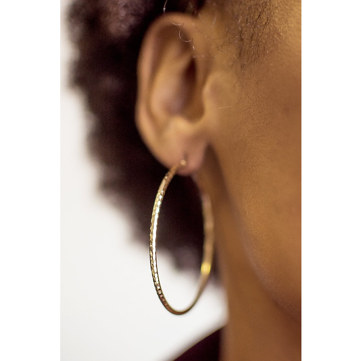 14K Yellow Gold Diamond Cut Tube Hoop Earrings, (2mm Tube) (50mm)