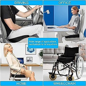 Gel Seat Cushion & Memory Foam Seat Cushions for Chair - Seat Cushion for Sciatica Coccyx Back Tailbone&Lower Back Pain Relief, Chair Pillow with Pressure Support for Driving, Office&Desk Chair, Black