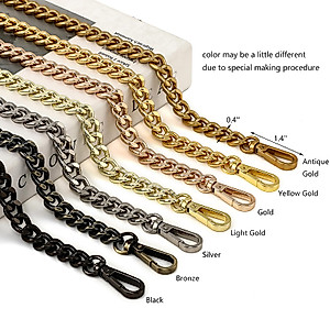 Xiazw 47'' Light Metal Crossbody Purse Chain Straps Replacement for Bag Handbag (Black)