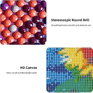 Xiyuekissu Diamond Art Angel Wings and Seven Chakras DIY 5D Full Drill Diamond Art Kit (Set by Number) Digital Painting Round Diamonds, Diamond Art Kits for Adults（12x16inch）