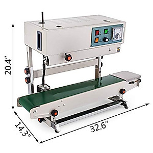 Happybuy Continuous Band Sealer FR-900, Vertical Automatic Continuous Sealing Machine with Digital Temperature Control, Vertical Band Sealer for Bag Films