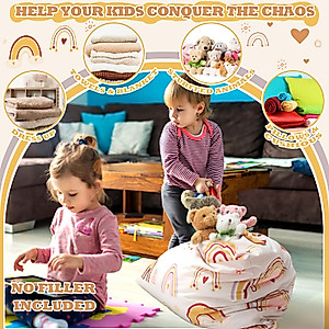 Boho Bean Bag Chair Cover Stuffed Animal Storage Bean Bag Bean Bag Cover Canvas Stuff Animal Storage Organizer Holder Unicorn Beanbag Seats Furniture for Playroom Bedroom