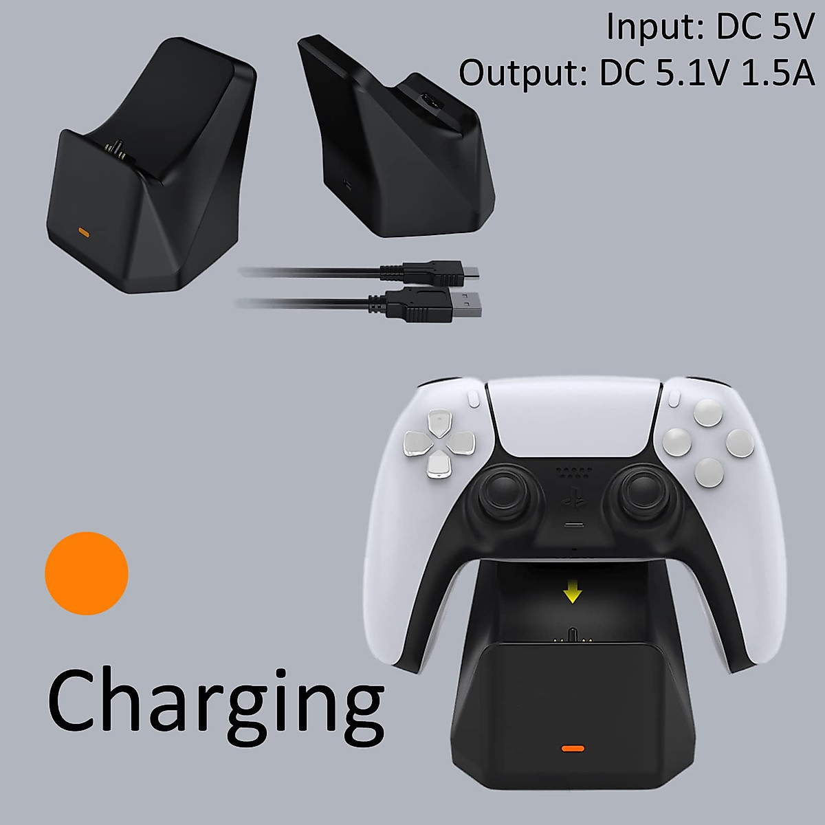for PS5 Controller Charger, for PS5 Charger USB C Charging Dock Station with LED Light Indicator, Charging Dock, Charging Station for PS5 Controller