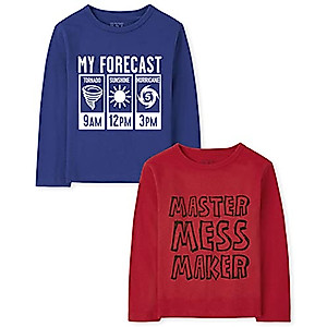 The Children's Place baby boys and Toddler Long Sleeve Graphic T- 2-pack T Shirt, Weather/Mess, 12-18 Months US