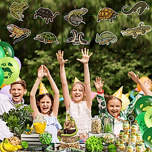 Reptile Birthday Party Decorations 10 PCS Reptile Swamp Door Banner Jungle Animals Lizard Snake Turtle Alligator Door Sign Camping Wilderness Reptile Theme Birthday Baby Shower Party Supplies