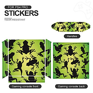 Frog Shadow Leaves Sticker for P-S4 Controller Full Protective Skin Cover Design Wrap Decal Sticker Compatible with P-S4 Print