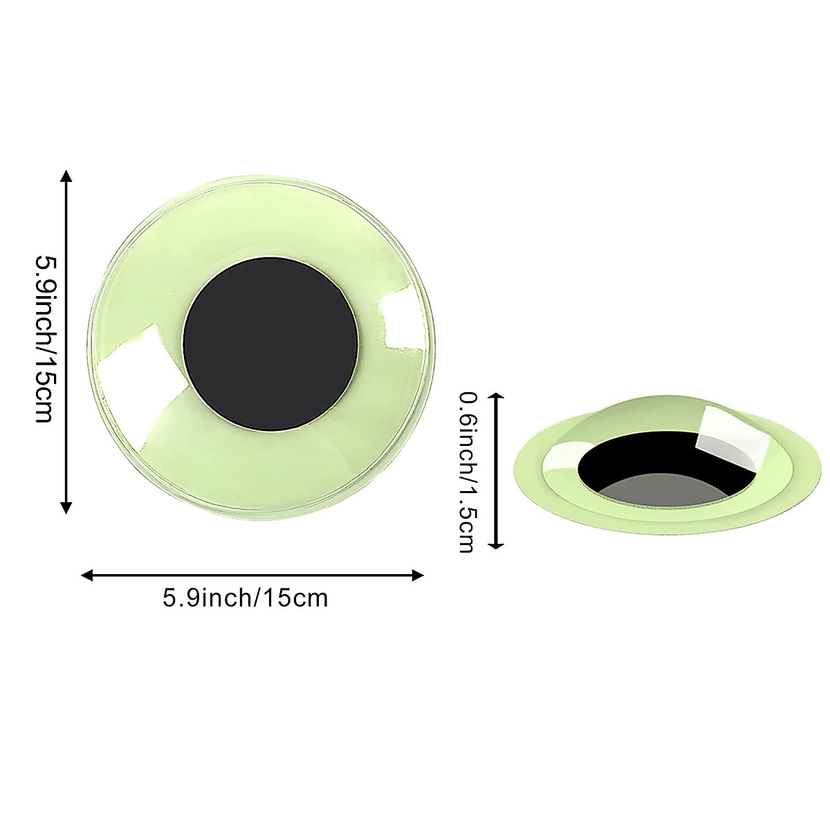 4PCS 5.9 Inches Glow in The Dark Giant Googly Wiggle Eyes Self Adhesive Large Luminous Google Eyes Big Sparkle Sticky Wiggle Eyes for DIY Crafts Sticker Decoration