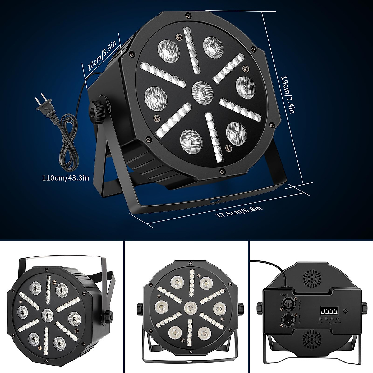 9 LED Stage Lights 2 Pack - 36W RGBW Par Light with Remote DMX Control Sound Activated Strobe Auto Play Uplights for Wedding Birthday Party Disco Dance Club Karaoke DJ Events Venue Stage Lighting