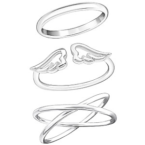 ICYROSE 925 Sterling Silver set of 3 Above Knuckle Ring Mid Finger Top 267 201 203
