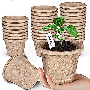 ANGTUO Grow Healthy Plants 30 Pcs Eco-Friendly Peat Pots for Seedlings - 4.33 Inch Biodegradable Seed Starter Pots with Drainage Holes and 20 Plant Labels