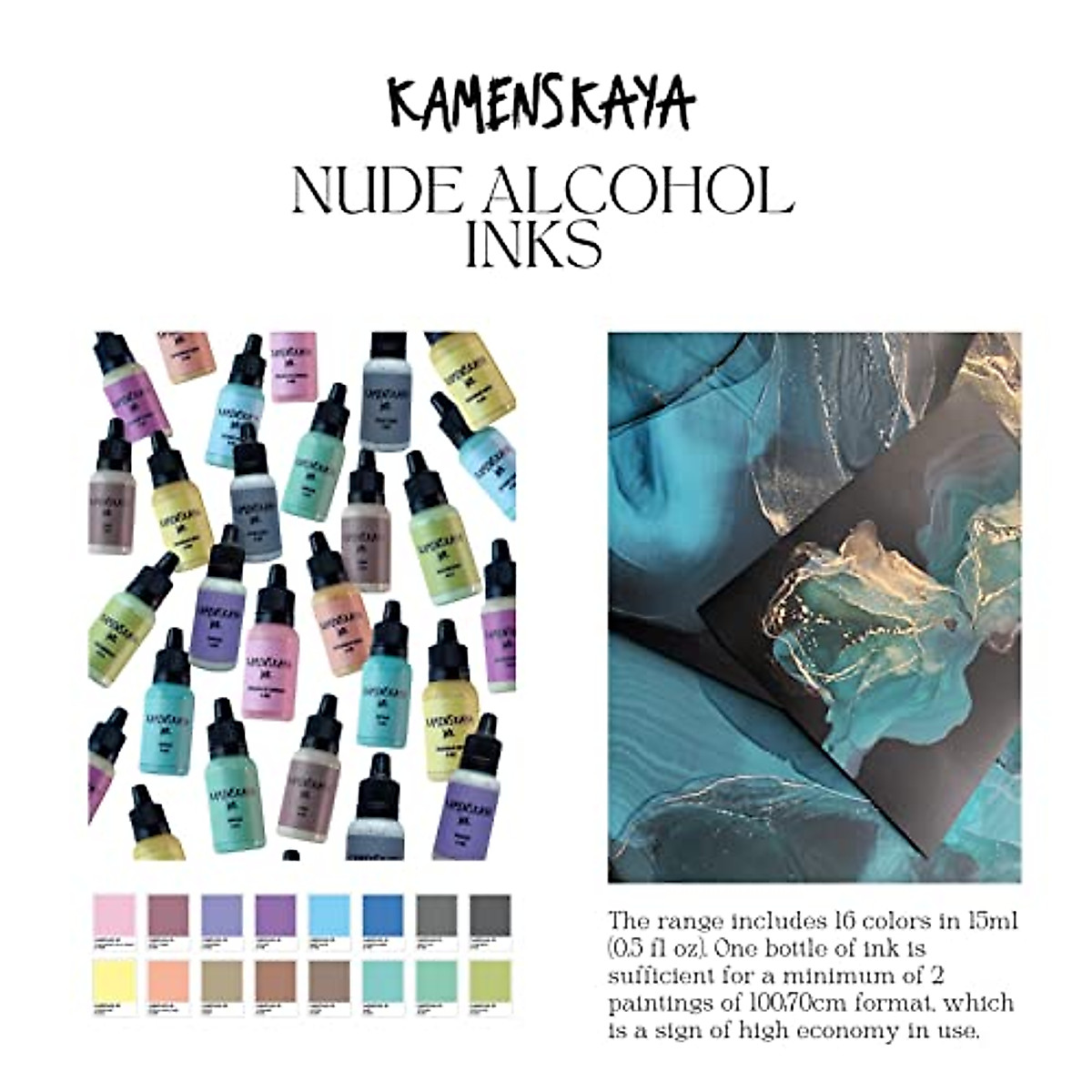 KAMENSKAYA Alcohol Inks, Pastel line: Pastel Alcohol Ink N-013 'Beige', 0.51 fl oz (15 ml)