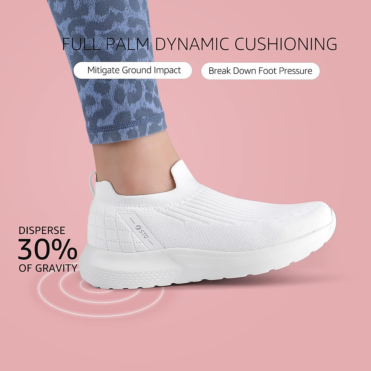STQ Walking Shoes Women Breathe Mesh Slip on Shoes Womens Fashion Memory Foam Nursing Shoes Lightweight Sneakers White 8 US