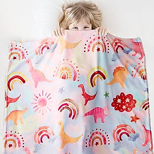 Cloele Dinosaur Blanket for Girls Pink Throw Toddler Blanket Unique Dinosaur Gifts for Kids and Teens - 50" x 60" Tie Dye Dino Flannel Blanket Soft Cozy Dinosaur Room Decor Blanket for Couch Sofa Bed