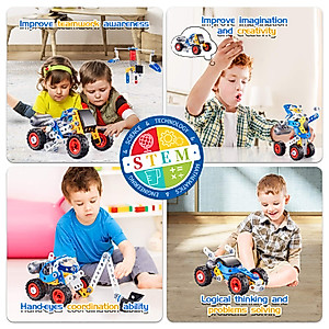 Erector Set for Boys 6-12, Building Toys for Kids Ages 4-8, 5 in 1 STEM Toys Ages 4-7 with Electric Power Motor, Construction Toys for Age 5 7 8 9 Years Old, 113 PCS DIY