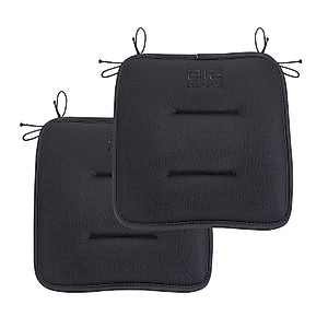 Big Hippo Kids Chair Pads with Ties Sandwich Mesh Fabric Chair Cushion Nonslip Square Seat Cushion Memory Foam Cushion for Kids Chair/School Chair/Wood Chairs,12"x12"(Black, 2 Pack)