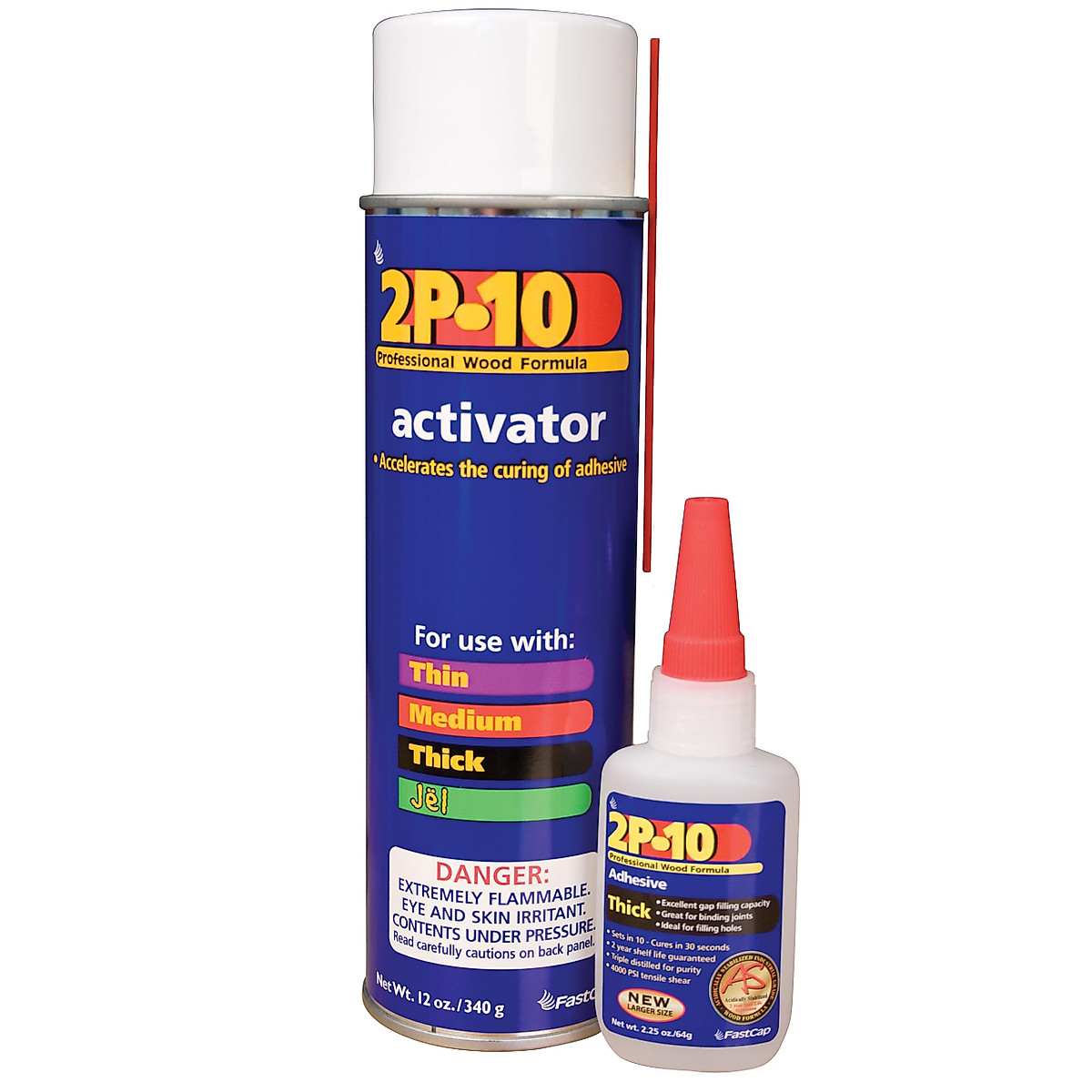 FastCap 2P-10 Super Glue Adhesive 2.25 Ounce Thick and 12 Ounce Activator Combo Pack, 1 Pack (Combo)