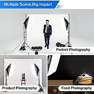 EMART Softbox Lighting Kit with Sandbag, 20"x28" Soft Box Lights Photography Accessories with 2x105W E27 5500K Bulbs, Professional Camera Light Kit for Studio Video Recording, Filming, Podcast
