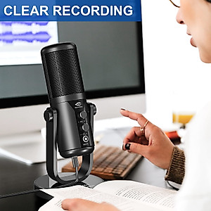 Aokeo USB Microphone, Condenser Podcast Microphone for Computer. Suitable for Recording, Gaming, Desktop, Windows, Mac, YouTube, Streaming, Discord