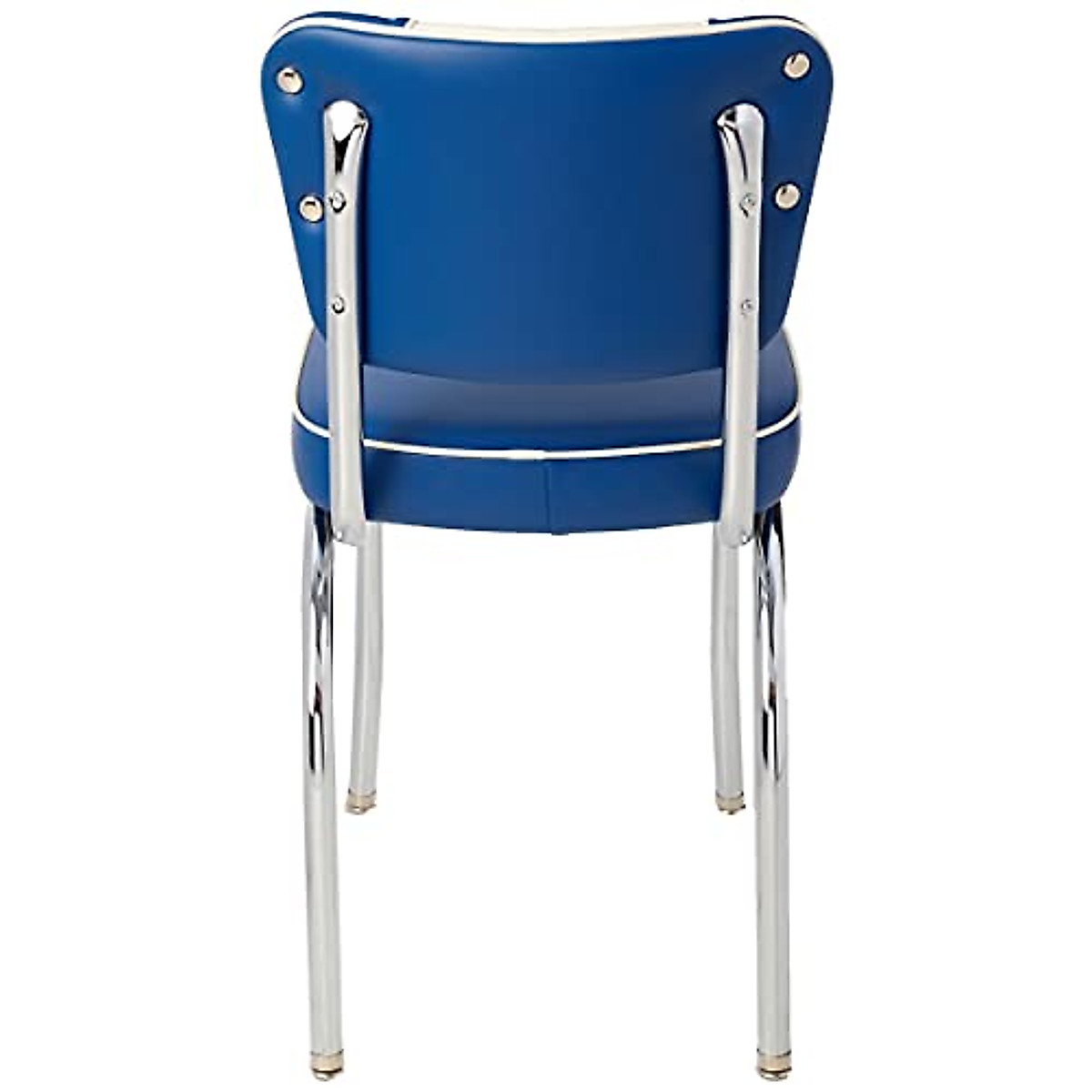 Richardson Seating V-Back Chrome Diner Chair with 2" Box Seat, Royal Blue/White