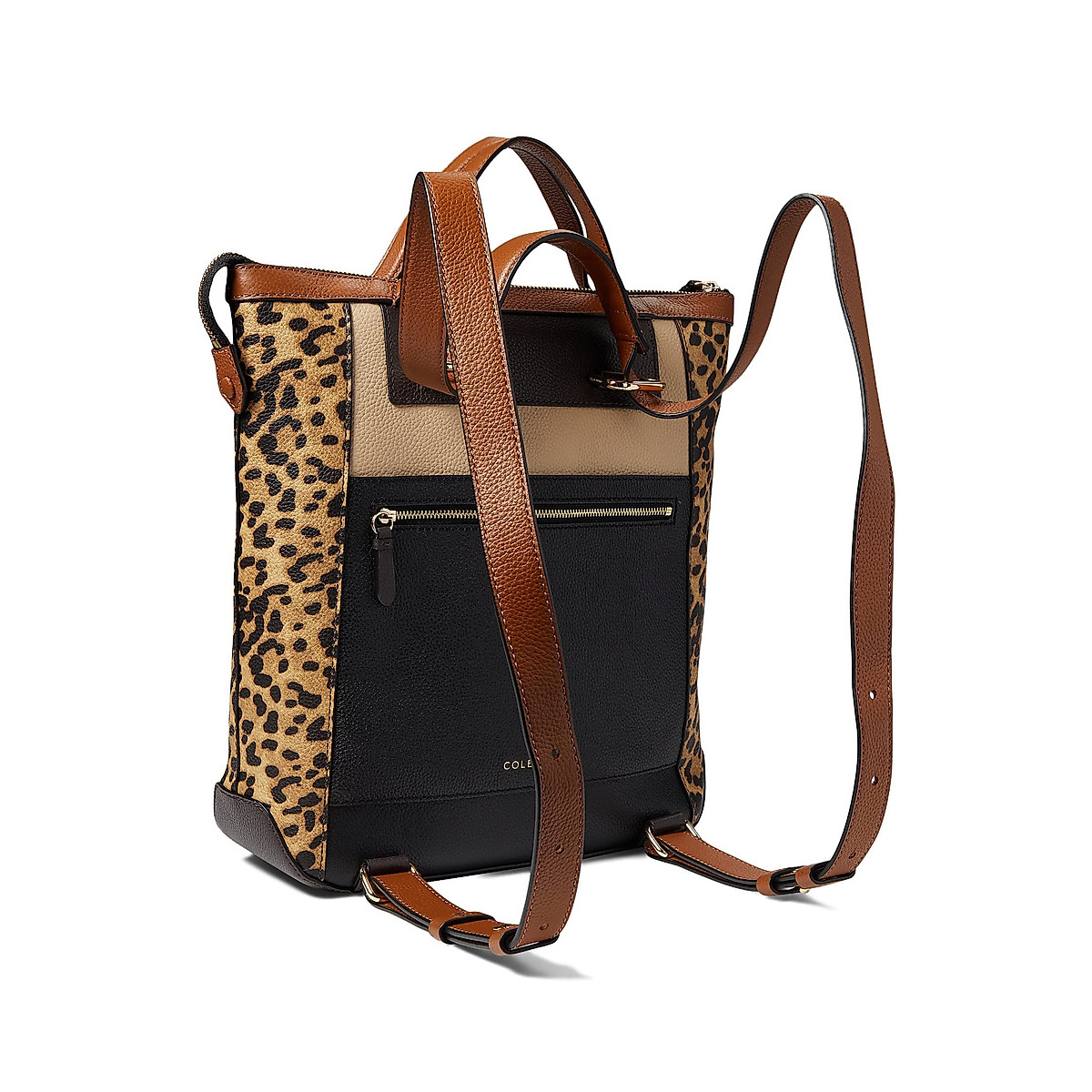 Cole Haan Grand Ambition Small Convertible Luxe Backpack Leopard/Black/Dark Chocolate/British Tan/Sesame One Size