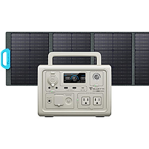 BLUETTI Solar Generator EB3A with PV200 Solar Panel Included, 268Wh Portable Power Station w/ 2 600W (1200W Surge) AC Outlets, LiFePO4 Battery Backup for Outdoor Camping, Van/RV Travel, Emergency